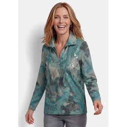 GOLDNER Troyer mit gl&auml;nzendem Print in graugr&uuml;n / gemustert | Gr.: 44