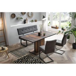 Hela Essgruppe &raquo;Luise I G (Bank, St&uuml;hle, Tisch)&laquo; Set, 4 Stk. tlg. Komfortsitz mit Federkern, Topseller Tischgruppe, Esszimmer braun 100% Polyester 