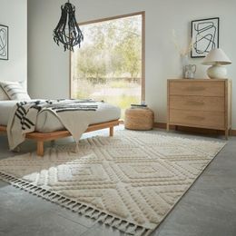 FLAIR RUGS Designteppich &raquo;DIOMARA&laquo; rechteckig 20 mm H&ouml;he Strukturierte Hoch-Tief-Optik, Boho Stil beige Polyester B : 200cm 1 Stk., 20mm, L: 300cm