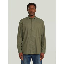G-Star Raw G-STAR Herren Langarmshirt "Panelled Pocket Regular Shirt", gr&uuml;n, Gr. M, Obermaterial: 58% Baumwolle, 22% Polyester, 20% Baumwolle, Shirts