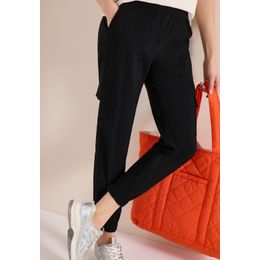 Cecil Damen Cargohose, schwarz, Gr. XXL, unifarben, Web, 66% Baumwolle, 30% Polyester, 4% Elasthan, Hosen, im Loose Fit