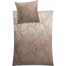 Kleine Wolke Bettw&auml;sche &raquo;Vero&laquo; 2 Stk. mit Palmenblattmuster braun Mako-Satin, Obermaterial: 100% Baumwolle B/L: 135cm x 200cm, 1 Stk., 1 Stk., Mako-Satin, B/L: 