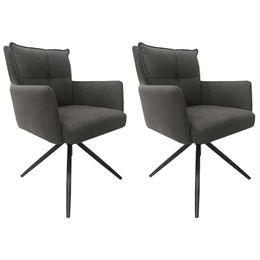 OTTO home Esszimmerstuhl &raquo;Chiani&laquo; () 2 Stk.180&deg; Auto R&uuml;ckkehr, gepolsterte R&uuml;ckenlehne, Armlehne und Sitzfl&auml;che grau Stoff B/H/T: 62cm x 90cm x 58cm, 