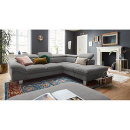 COTTA Ecksofa &raquo;Driver L-Form&laquo; mit Kopfteilverstellung, wahlweise mit Schlaffunktion & Bettkasten grau Struktur (100% Polyester);Chenille (90% 