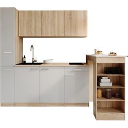 respekta K&uuml;chenzeile &raquo;Ingrid, inkl. Tresentisch&laquo; zerlegt, wahlweise mit K&uuml;hlschrank, Soft-Close-Funktion, Breite 180 cm B/H/T: 180cm x 200cm x 60cm, 