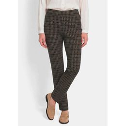 GOLDNER Kurzgr&ouml;&szlig;e: Jerseyhose CARLA mit Minimal Print in schwarz / beige / gemustert | Gr.: 20
