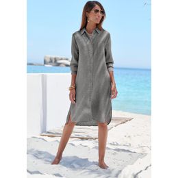 Buffalo Damen Longbluse luftiges Strandkleid, Sommerkleid aus sommerlich leichter Qualit&auml;t grau 46