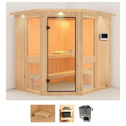 Karibu Sauna &raquo;Aline 1&laquo; Set, Ofen 9 KW externe Strg easy beige Saunaofen, externe Steuerung, 9 kW