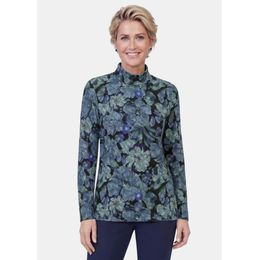 GOLDNER Langarmshirt mit Blumen in blau / gemustert | Gr.: 50