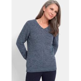 GOLDNER Strickpullover mit V-Ausschnitt in rauchblau | Gr.: 40