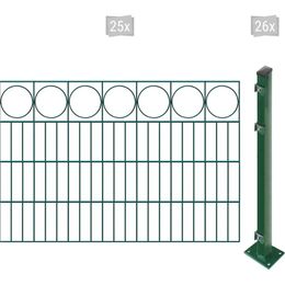 Arvotec Doppelstabmattenzaun &raquo;EASY 80 zum Aufschrauben "Ring" mit Zierleiste&laquo; Zaunh&ouml;he 80 cm, Zaunl&auml;nge 2 - 60 m gr&uuml;n Kunststoff, Stahl H/L: 80cm x 50m, 