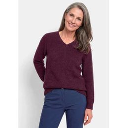 GOLDNER Strickpullover mit V-Ausschnitt in bordeaux | Gr.: 44