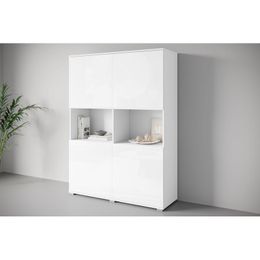 OTTO home Highboard &raquo;Kenia Schrank, 120 cm breit, mit 4 T&uuml;ren und 2 offenen F&auml;chern&laquo; 1 Stk. tlg. Griffloses Design mit Push-to-Open und verstellbaren 