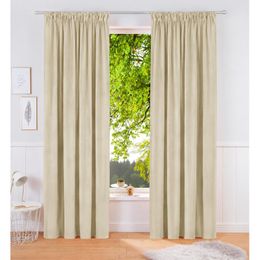 OTTO home Vorhang &raquo;Velvet uni&laquo; Multifunktionsband 2 Stk. tlg. Blickdichter Samt, 2-er Set, edel, Gardine, multifunktional beige Polyester 175cm, 