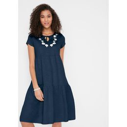 bonprix Damen bonprix Tunikakleid f&uuml;r entspannten Look, aus Baumwolle, in A-Linie blau 52/54 (XXL), N-Gr