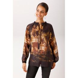 Aniston Casual Damen Aniston CASUAL Schlupfbluse mit nostalgischen Stadt-Bild bedruckt - NEUE KOLLEKTION braun 38