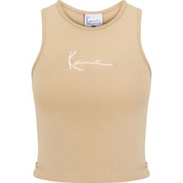 Karl Kani Damen Muskelshirt "Karl Kani Damen KW222-017-1 KK Small Signature Crop Top"light beige, Gr. XS, bedruckt, 100% Baumwolle, Shirts