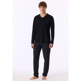 uncover by Schiesser Herren uncover by Schiesser Schlafanzug &raquo;Uncover Nightwear&laquo; 2 tlg. Single Jersey-Qualit&auml;t, Langarm, V-Ausschnitt, weich schwarz 