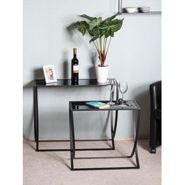 Beistelltisch HAKU, B:60cm H:55cm T:30cm, schwarz, Wohnzimmer, Tische, "Sofatisch, Wohnzimmertisch", rechteckig - aus Metall Schwarz B/T/H 60/30/55