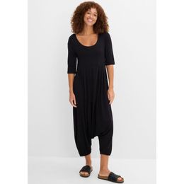 bonprix Damen bonprix Jumpsuit &raquo;Jumpsuit mit Haremshose aus nachhaltiger Viskose&laquo; f&uuml;r den Alltag, Oversize-Passform, 7/8-L&auml;nge schwarz 44/46 (L), N-Gr