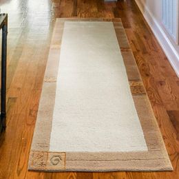 LUXOR living Wollteppich &raquo;India, handgekn&uuml;pft&laquo; rechteckig 20 mm H&ouml;he reine Wolle, mit Bord&uuml;re, auch als L&auml;ufer, Wohnzimmer beige Wolle B : 80cm 1 Stk.