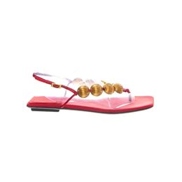 Jeffrey Campbell T-Bar Sandals 'YUCATAN RED SATIN GOLD' female size 36 Mixed colors