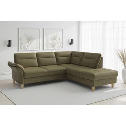 Sit & More Ecksofa SIT & MORE, B:218cm H:90cm T:212cm, grau, Wohnzimmer, Sofas, "Pamela L-Form, Leder, B: 218 cm", optional Armteilverstellung, Schlaffunktion &