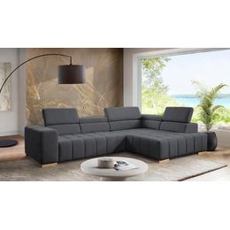 Ecksofa, B:307cm H:73cm T:201cm, grau, exxpo - SOFA FASHION, Wohnzimmer, Sofas, "Elianos, hoher Sitzkomfort, aufwendige Kreuzsteppung im Sitz,