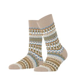 Burlington Damen Socken "Fair Isle", Gr. 36, braun, Obermaterial: 69% Schurwolle WV. 26% Polyamid PA. 3% Baumwolle CO. 2% Elasthan EL., glatt, Socken
