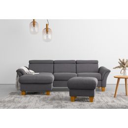 Ecksofa OTTO HOME, B:258cm H:84cm T:169cm, braun, 100% Polyester, Wohnzimmer, Sofas, "Lindgren L-Form", wahlweise mit Bett mit klappbaren Rollen,