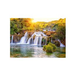 WALLARENA Fototapete Wasserfall in Braun | Gr.: 150 x 105 cm