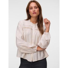 V&eacute;ro Moda Vero Moda Damen Langarmbluse &raquo;VMCASEY LS LACE SHIRT WVN NOOS&laquo; Viskosemischung, regular fit beige S