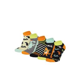 Yuhu Jungen Sneaker-Socken Dino 5er Pack Kurzsocken in Orange | Gr.: 27-30