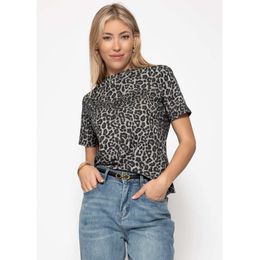 SASSYCLASSY T-Shirt mit Leo-Print in Grau | Gr.: S