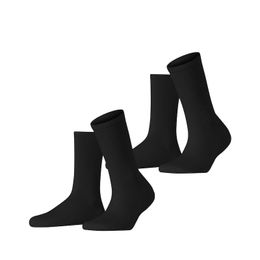 Esprit Herren Socken &raquo;Basic Tennis&laquo; 2 Paar, Rippenstruktur, schmales B&uuml;ndchen, weiche Sohle schwarz 39-42