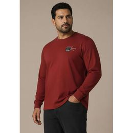 Man's World Plus Herren Rundhalsshirt &raquo;auch in Grosse Gr&ouml;&szlig;en bis Gr. 7XL&laquo; Regular Fit, mit langem Arm, bedruckt, f&uuml;r Casualmode rot XL (56/58)