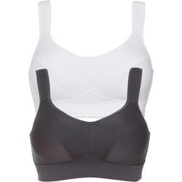 bonprix Damen bonprix Sport-BH &raquo;Sport BH mit mittlerem Halt (2er Pack)&laquo; Packung, 2 Stk. f&uuml;r sportliche Aktivit&auml;ten, mit mittlerem Halt grau 75, Cup C
