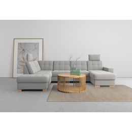 Sit & More Wohnlandschaft SIT & MORE, B:312cm H:82cm T:213cm, silber, Sofas, "Quincy U-Form", wahlweise mit Schlaffunktion und Bettkasten