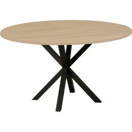 Esstisch OMG DESIGN, B:140cm H:77cm T:140cm, beige, Tische, "Kent", Hochwertige Melamin-Tischplatte mit Metallgestell