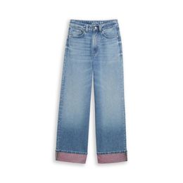 Tom Tailor M&auml;dchen Tom Tailor Weite Jeans in 5-Pocket-Form und mit Aufschlag blau 134, N-Gr