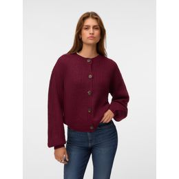 V&eacute;ro Moda VERO MODA Damen Strickjacke "VMLEA LS O-NECK CARDIGAN NOOS", lila, Gr. S, unifarben, Strick, Obermaterial: 100% Polyacryl, Strickjacken, Kunstfaser,