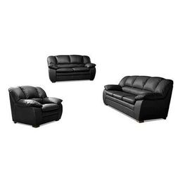 Polstergarnitur COTTA, H:88cm T:92cm, schwarz, Holzwerkstoff, Sitzm&ouml;bel-Sets, "Casino, 3tlg. Set, Sofa Wohnzimmer Garnitur, Wellenunterfederung",