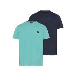 Bruno Banani Herren T-Shirt "Doppelpack"marine, hellblau, Gr. M, unifarben, Obermaterial: 100% Baumwolle, Shirts, Komfortable modern Basic-Shirts im