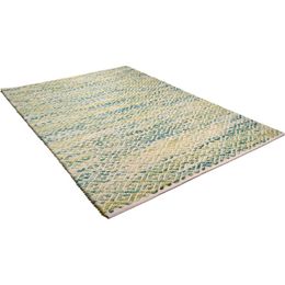 Tom Tailor HOME Wollteppich &raquo;Diamond, handgekn&uuml;pft&laquo; rechteckig 8 mm H&ouml;he reine Wolle, Flachgewebe, Wohnzimmer gr&uuml;n Baumwolle, Schurwolle B : 65cm 1 