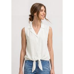 Street One Damen Blusentop, wei&szlig;, Gr. 46, unifarben, Stoff, 100% Viskose, Blusen, mit Knotendetail am Saum
