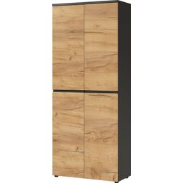 Aktenschrank Germania, B:80cm H:197cm T:40cm, grau, Holzwerkstoff, B&uuml;ro, Schr&auml;nke, "Lissabon", mit verstellbaren Einlegeb&ouml;den und grifflosem Design