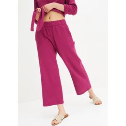 bonprix Damen bonprix Marlene-Hose aus reiner Baumwolle, weites Musselin-Material, Loose Fit Passform pink 40, N-Gr
