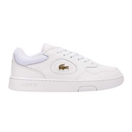 Lacoste - "Lineset" Sneaker f&uuml;r Damen, Leder, Flach (Wei&szlig;/Gold)
