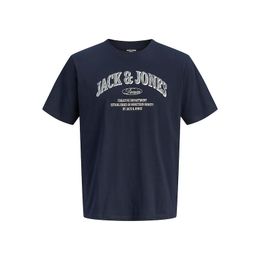 Jack & Jones Plussize Herren Jack & Jones PlusSize T-Shirt &raquo;JJEDENVER LOGO TEE SS O-NECK SN PLS&laquo; Baumwolle, locker geschnitten blau 4XL