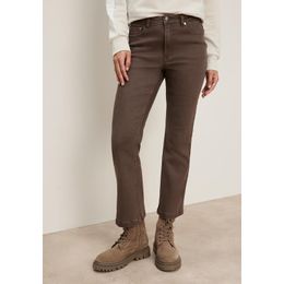 Tamaris Damen Ankle-Jeans &raquo;mit leicht ausgestelltem Bein&laquo; mit hoher Leibh&ouml;he im cropped and flared Look braun 44, N-Gr